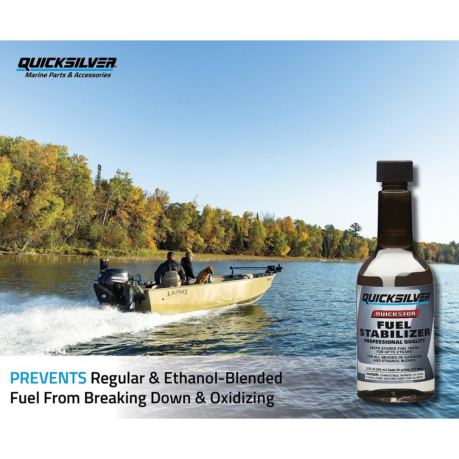 Quicksilver 8M0047922 Quickstor Fuel Treatment and Stabilizer, 12 Oz.