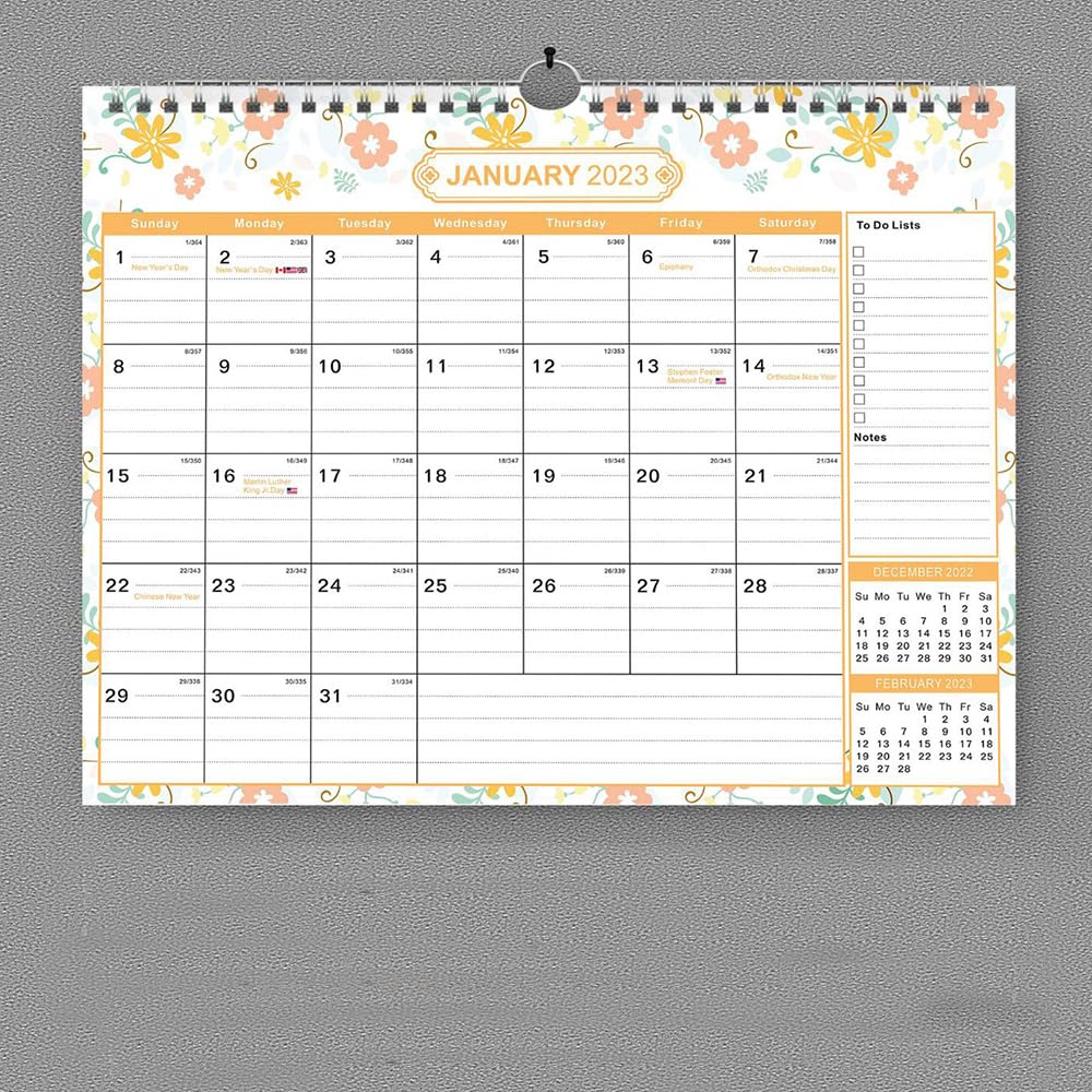 Wall Calendar 2023-2024, 18 Months to View Wall Planner Calendar 2023, Monthly Calendar July. 2023 - Dec. 2024, Wall Planner Calendar for Home or Office, 38 x 29 cm