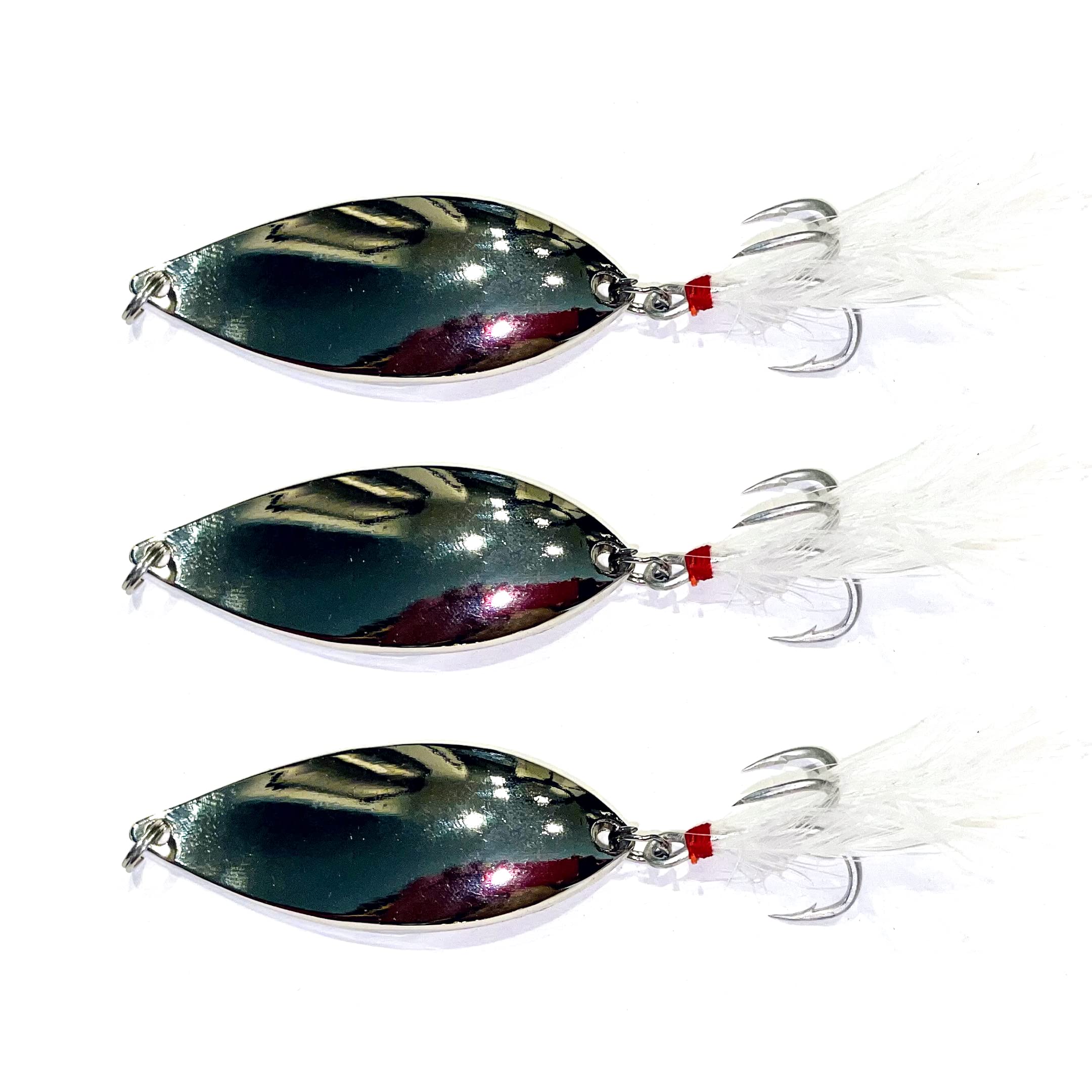Stellar Spoon, Rigged Hard Fishing Lure for Saltwater and Freshwater, Tackle (Silver, 1/3 Ounce 3 Pack)