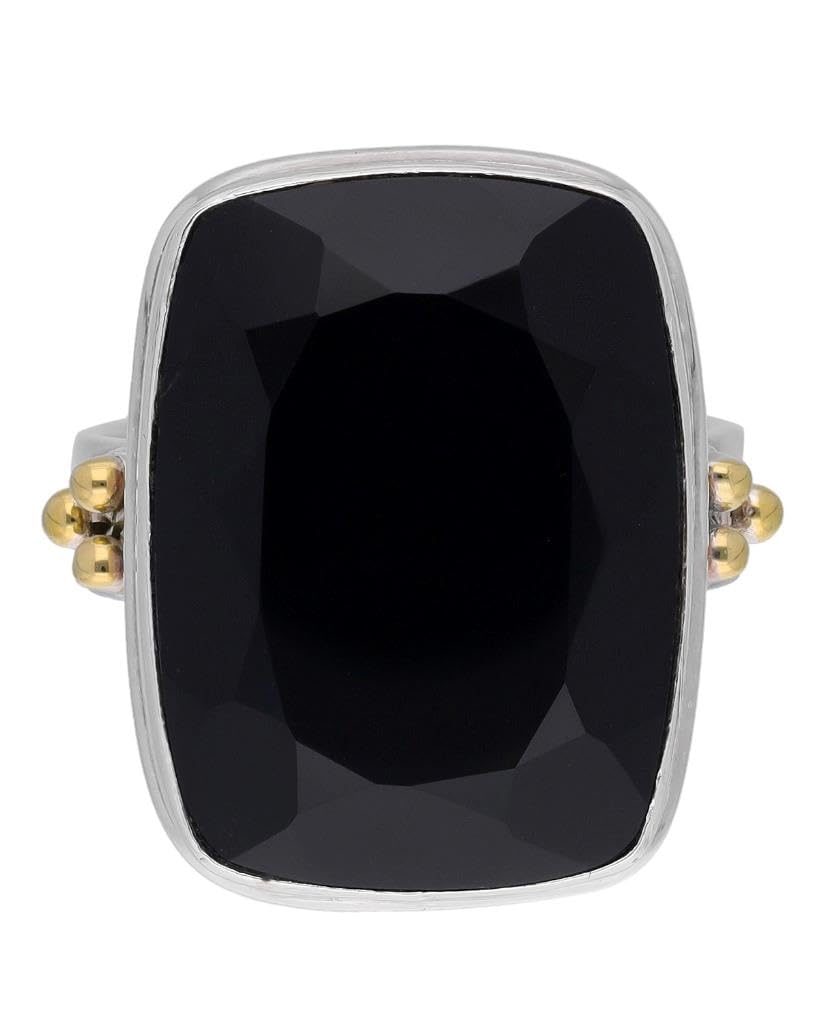 YoTreasure Labradorite Statement Ring Solid 925 Sterling Silver with Brass Accents