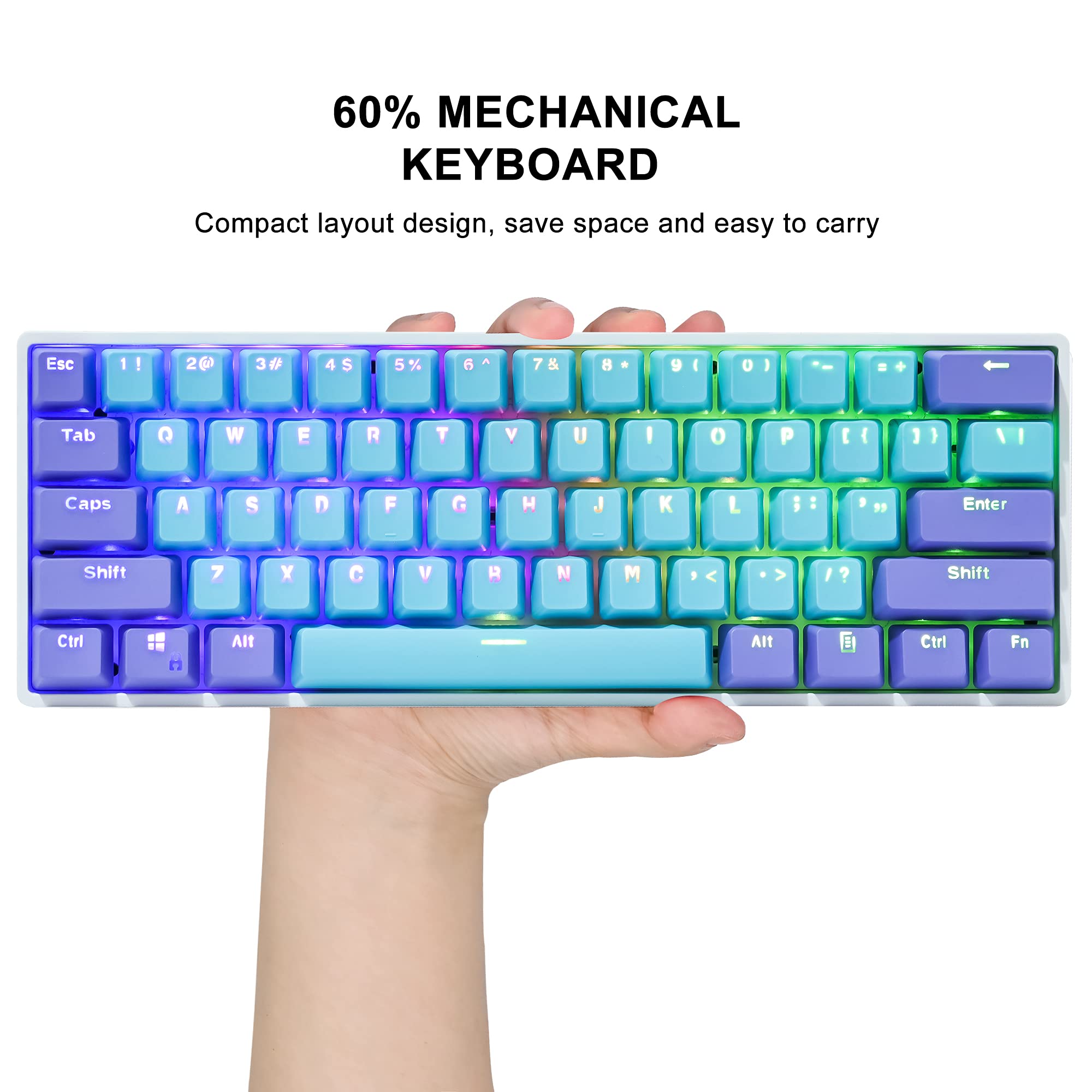 Ussixchare GK61 60% Mechanical Keyboard SK61 Custom RGB Programmable Gaming Keyboard with Hot Swappable Red Switch for PC/Win/PS4/Xbox (Gateron Optical Brown, Shen2)