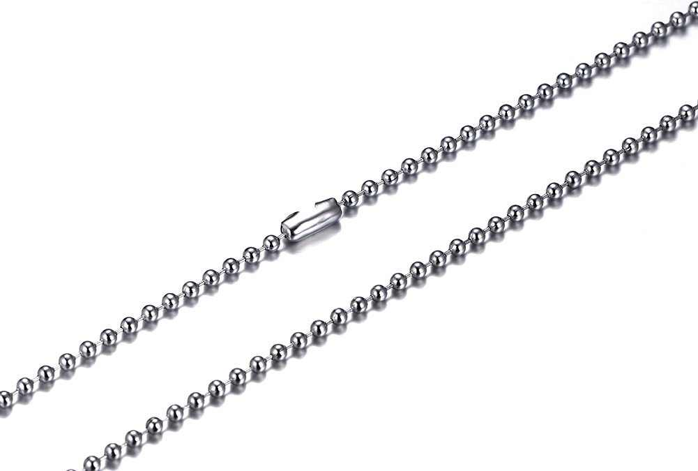SINLEO Titanium Stainless Steel Small Beads Ball Chain Necklace for Men Women Dog Tag Link Chain Silver 2MM 24 Inches