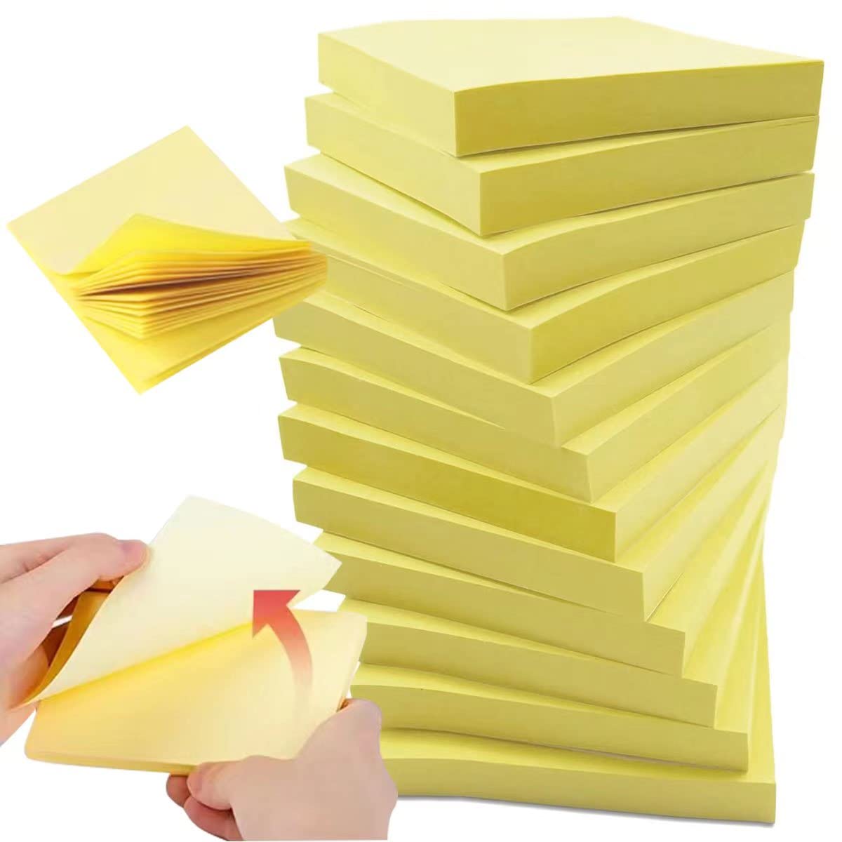 Sticky Notes 3 in x 3 in, 12 Pack Canary Yellow Self-Sticky Notes Pad, 100 Sheets/Pad, 1 Colors (1200 Sheets)…