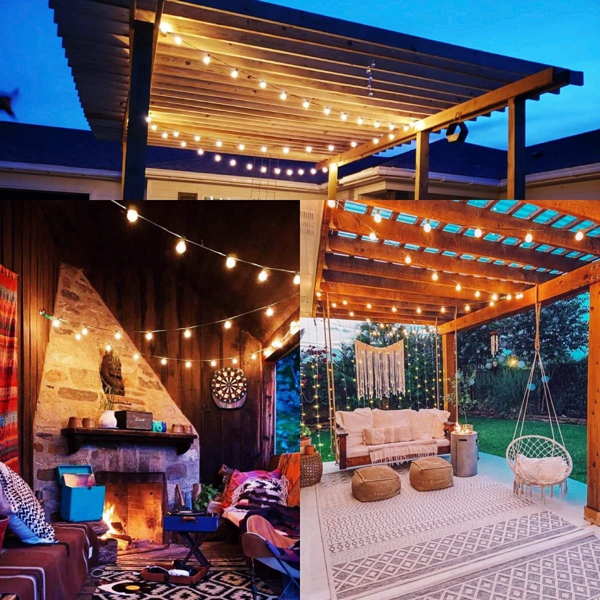 Solar Outdoor String Lights, 25Ft Globe Patio Lighting with 25 G40 LED Bulbs + 1 Spare Bulb, Waterproof String Lights for Indoor Outdoor Garden Backyard Patio Cafe Umbrella Lamp Party Lights Decor