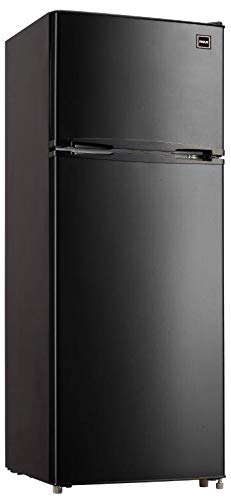 RCA RFR741-BLACK Apartment Size-Top Freezer-2 Door Fridge-Adjustable Thermostat Control-Black-7.5 Cubic Feet & BLACK+DECKER EM031MB11 Digital Microwave Oven with Turntable Push-Button Door
