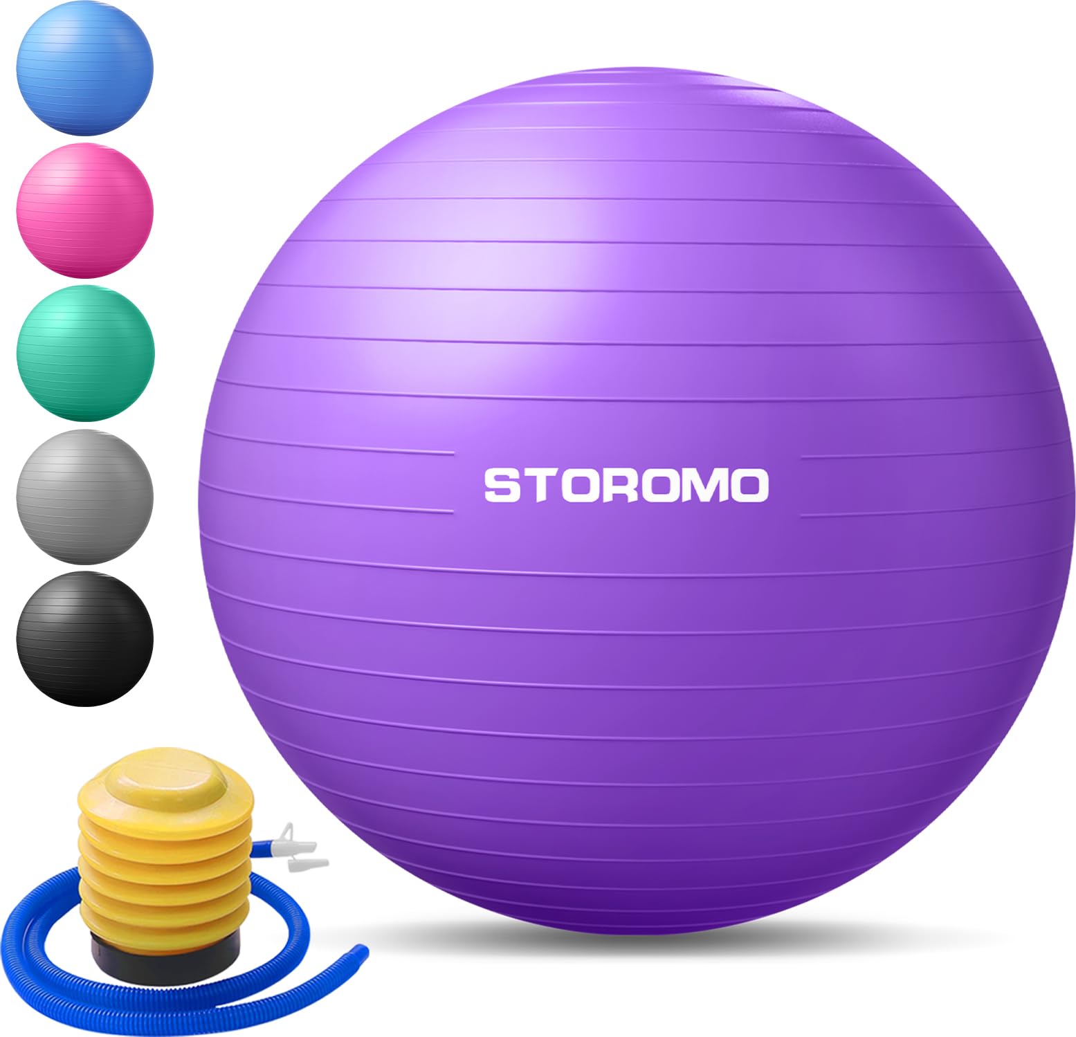 STOROMO Exercise Ball,Yoga Ball(with Exercise Tutorial),Extra Thick Non-Slip,Holds 2500 lbs, Workout Ball for Pregnancy Birthing and Balance Stability (Purple, 55cm/21.6in)
