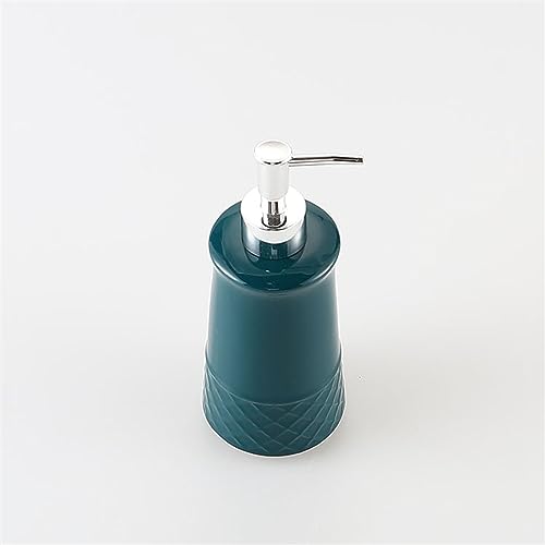 Soap Dispenser Embossed Soap Dispenser for Bathroom Sink, Ceramic Soap Pump, Dark Green Soap Bottle for Shampoo Lotion Dish Soap (440 Ml/14.87 Oz) Soap Pump Bottles
