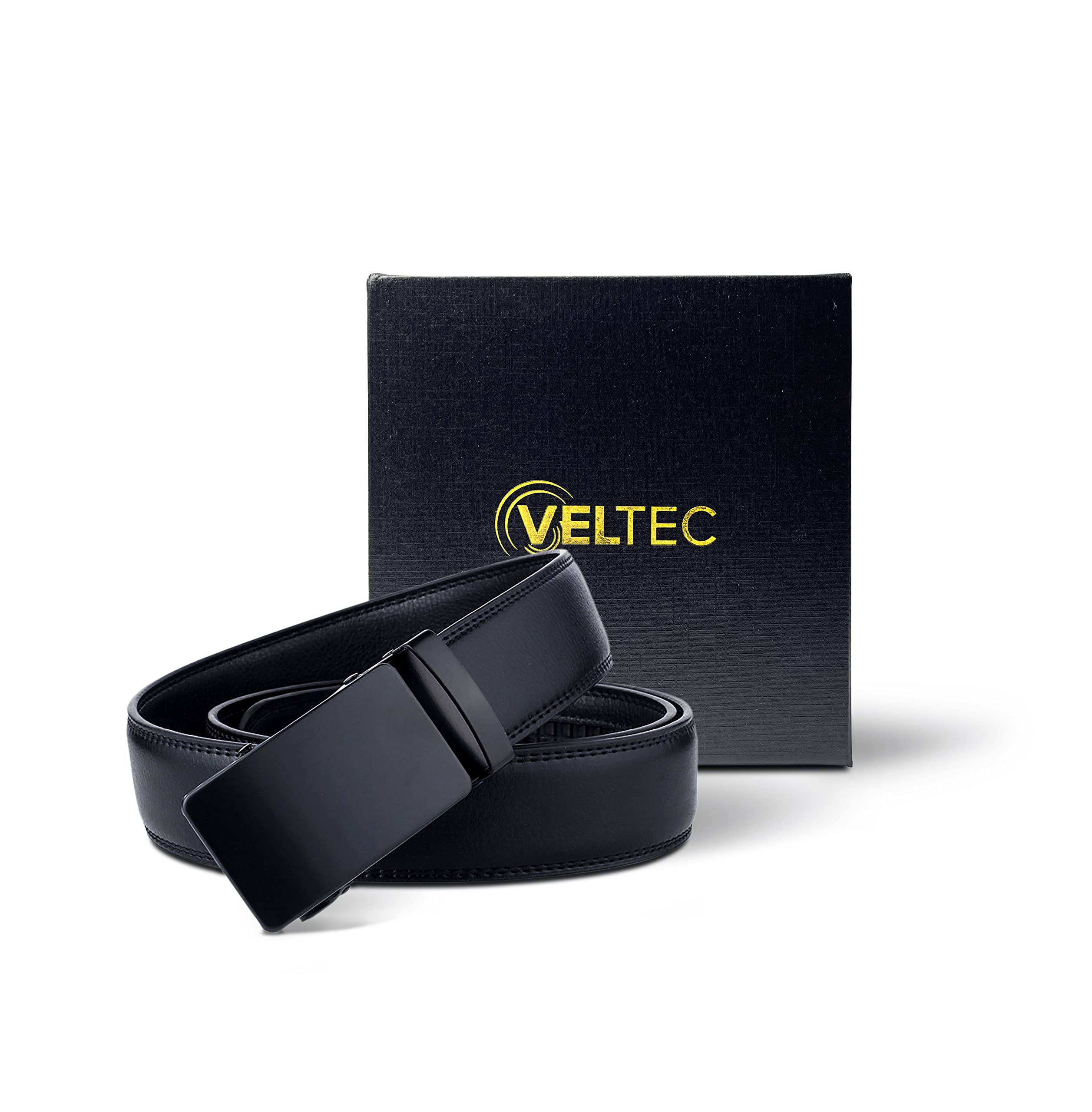 Veltec Leather Adjustable Dress Ratchet Belt for Men, Trim to Fit, Gift Box - Style 2