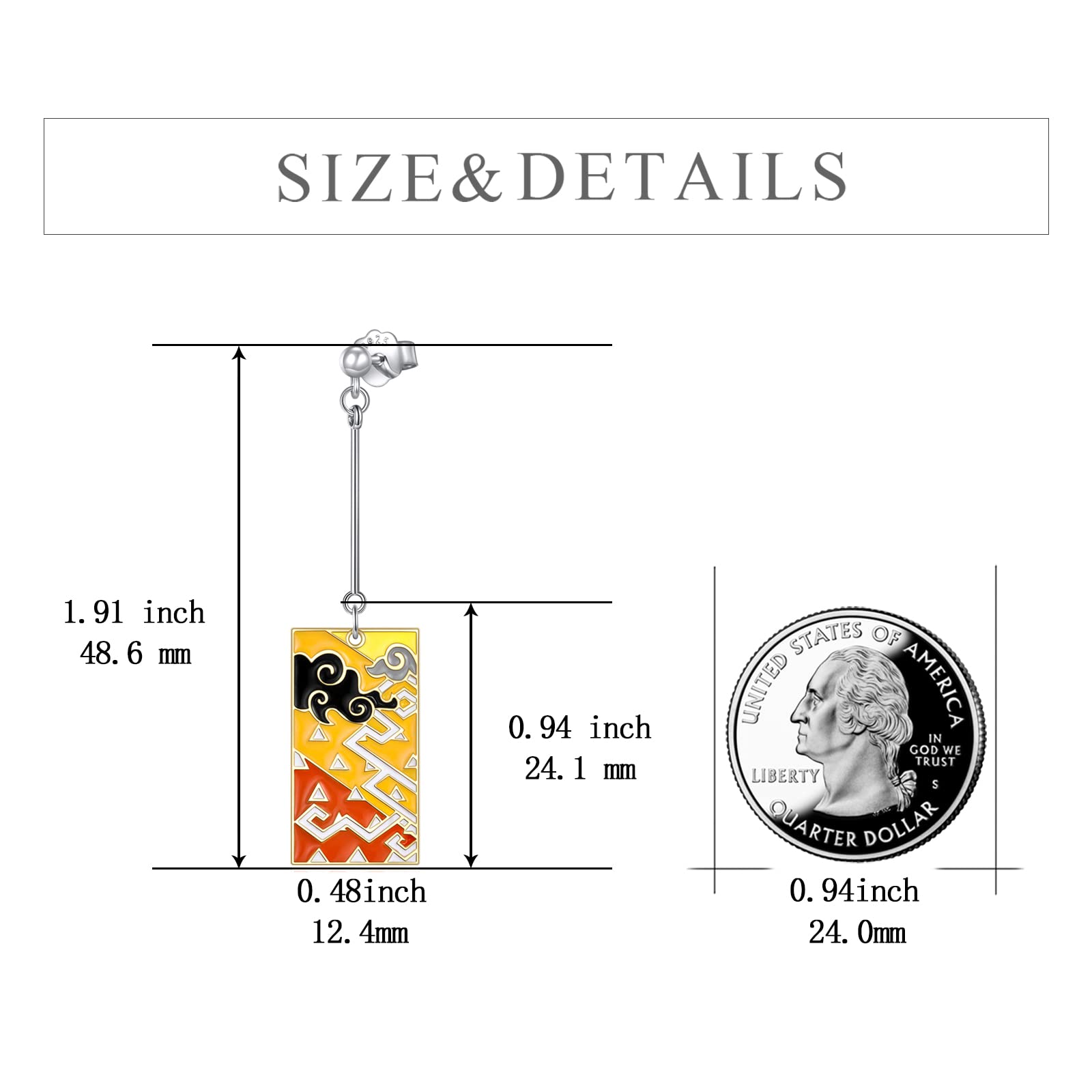 TIGER RIDER Anime Earrings Sterling Silver Dangle Drop Cosplay Earring Hypoallergenic Jewelry (White)