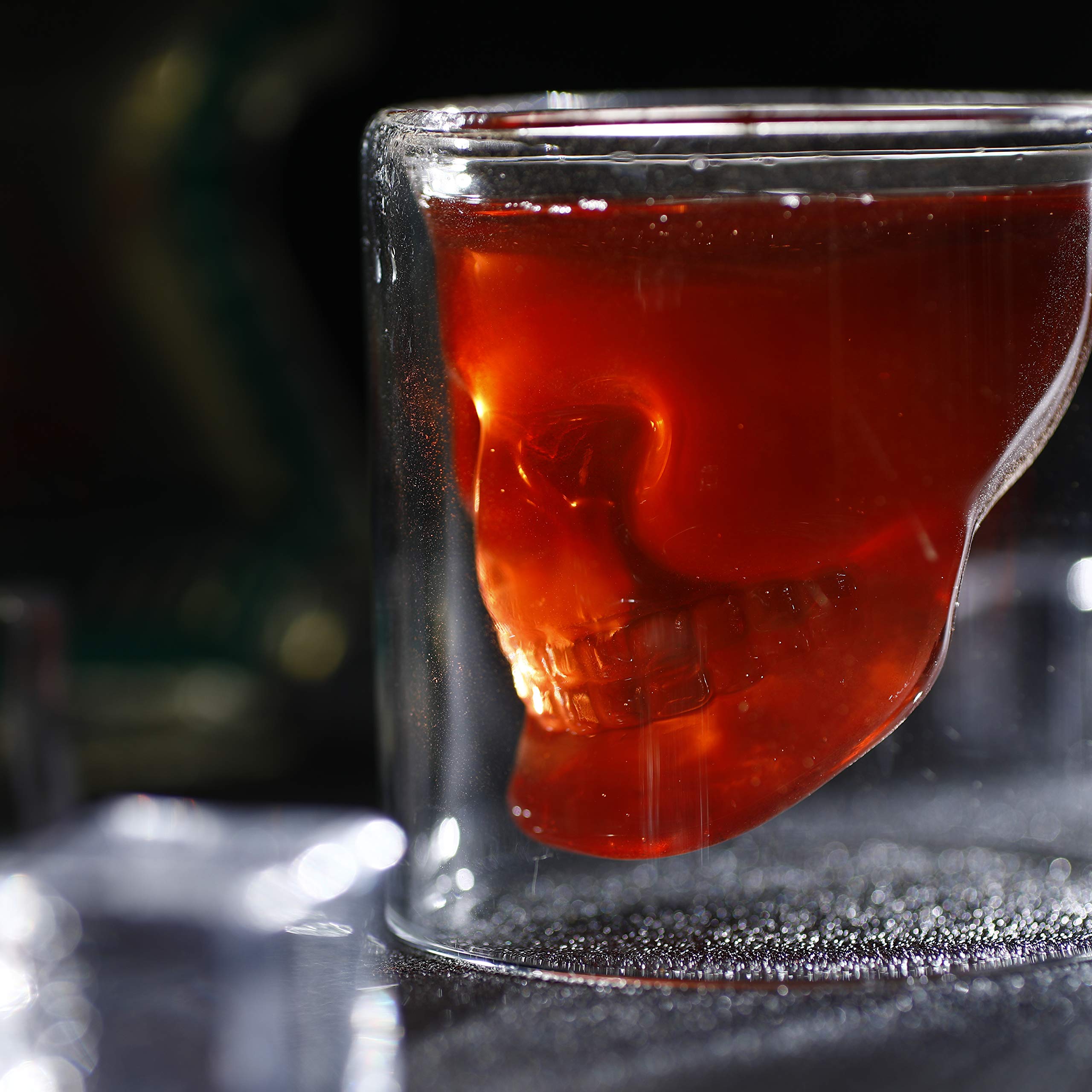 Viktorwan Skull Glasses, Shot Glasses,Funny Crystal Drinking Cup,Creative Whiskey Glasses,Double Wall Cool Beer Cup for Wine Cocktail Vodka,Home Halloween Party Bar Gift, set of 4 (25ml)