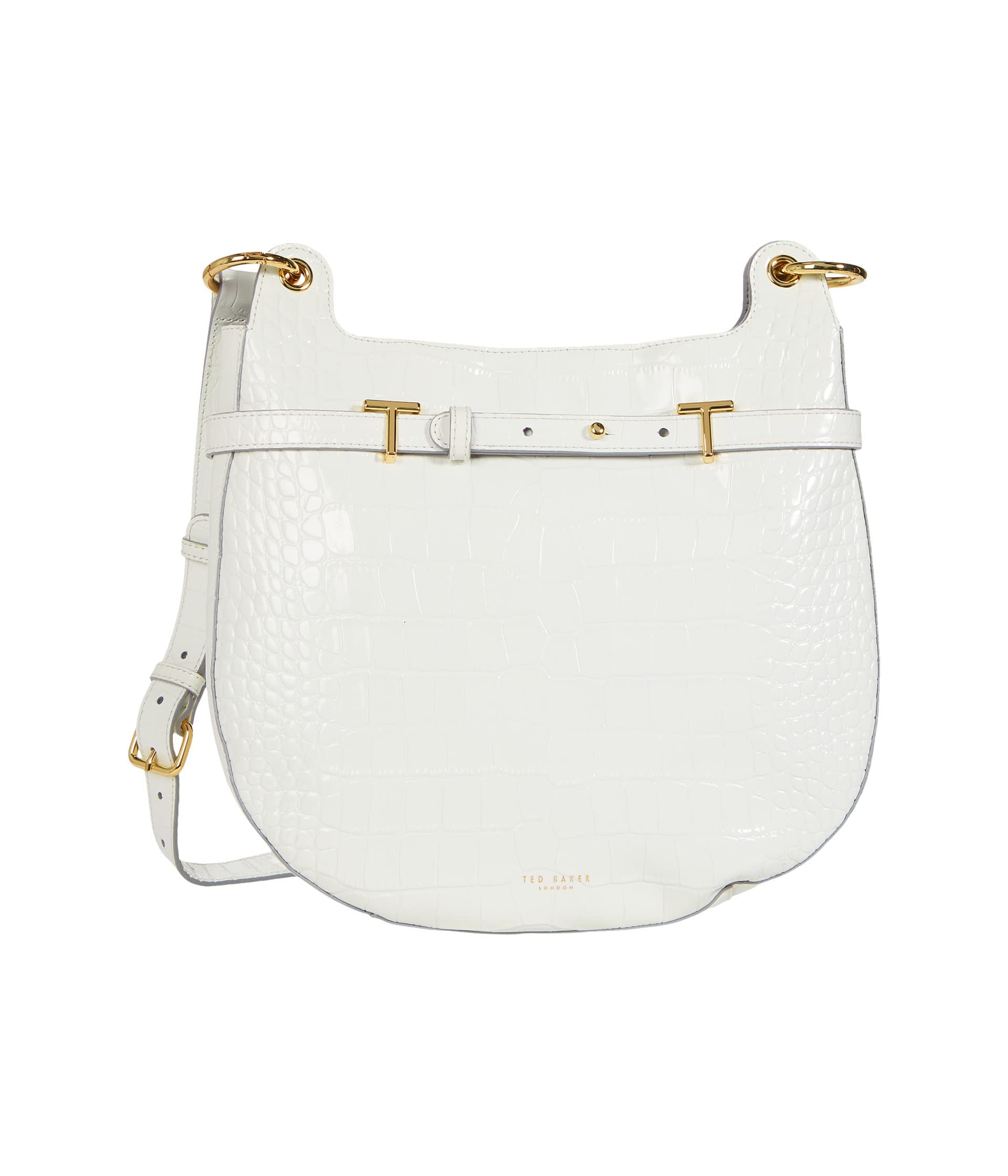 Ted Baker Hillier Croc Effect T Detail Shoulder Bag Cream One Size
