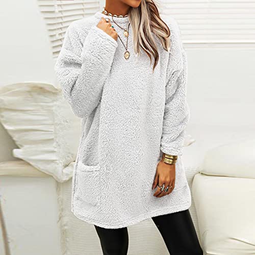 Womens Spring and Autumn Fashion Sweatshirt Solid Colour V Neck Loose Casual Pullover Long Sleeve Tops