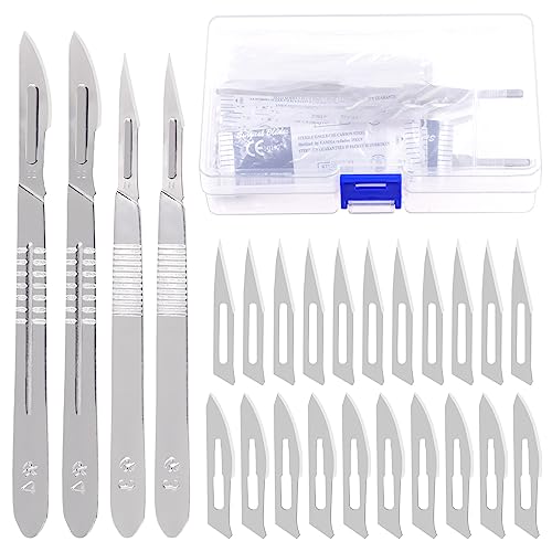 Rustark 44Pcs #11#23 Surgical Grade Blades Sterile Scalpel Blades with #3#4 Scalpel Knife Handle Assortment Kit for Biology, Lab Anatomy, Practicing Cutting, Art Crafts