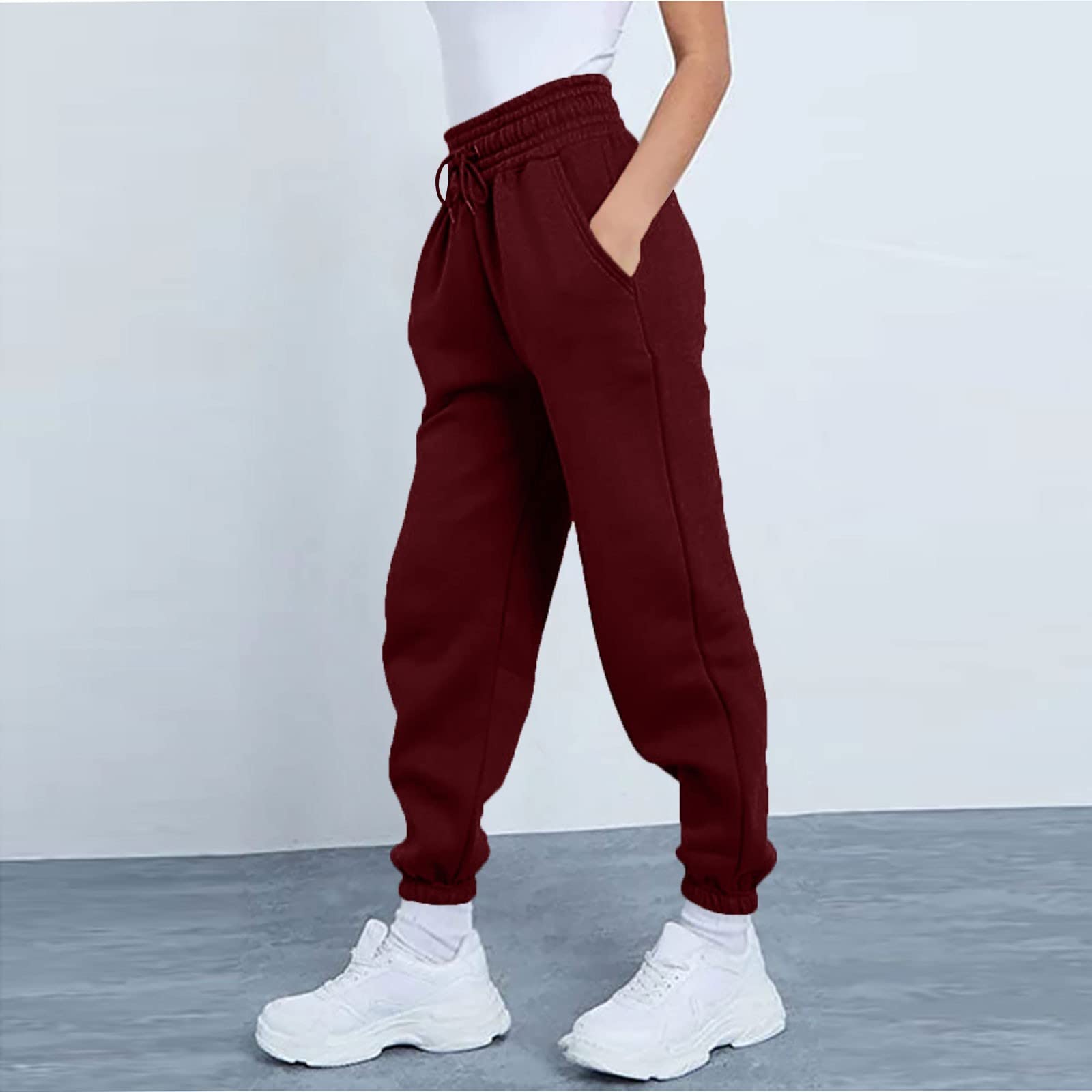 Womens Sweatpants High Waisted Sporty Gym Active Jogger Pants Plus Size Y2k Jogger Sweats with Pocket