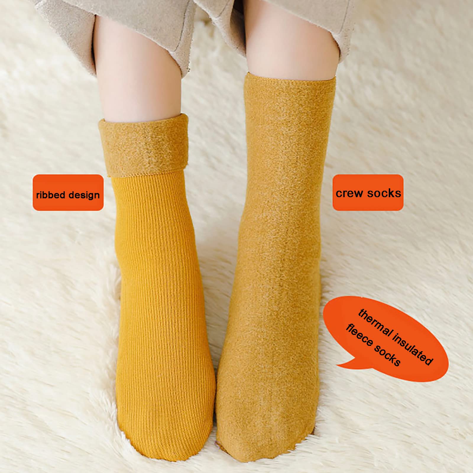 ZQFFB Winter Socks for Women 5 Pairs Warm Thick Thermal Socks Fleece Snow Socks for Cold Weather