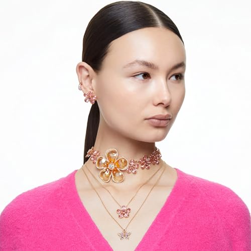 Swarovski Dextera Hoop Earrings, Pavé, White, Rose-gold tone Finish