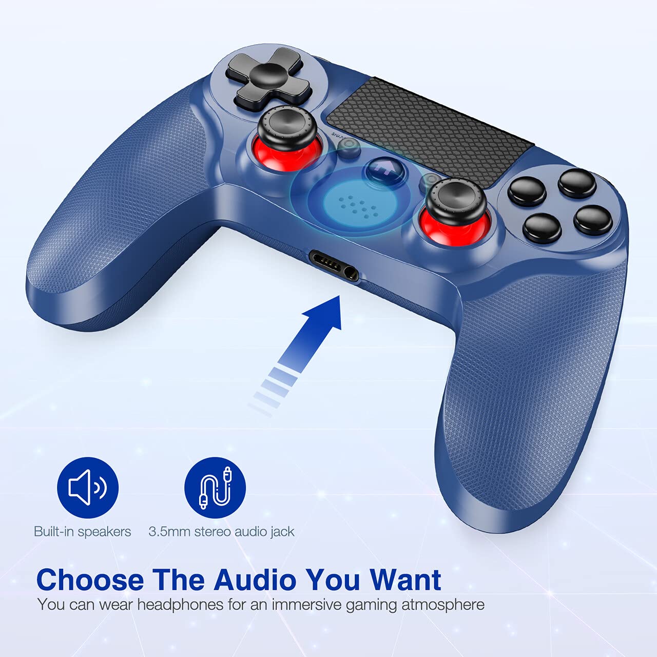 Wireless Controller for PS4 - Touch Panel Controller with Dual Axis Vibration and Wireless Bluetooth Audio Gamepad Joystick Gamepad Gaming Controller for PlayStation 4