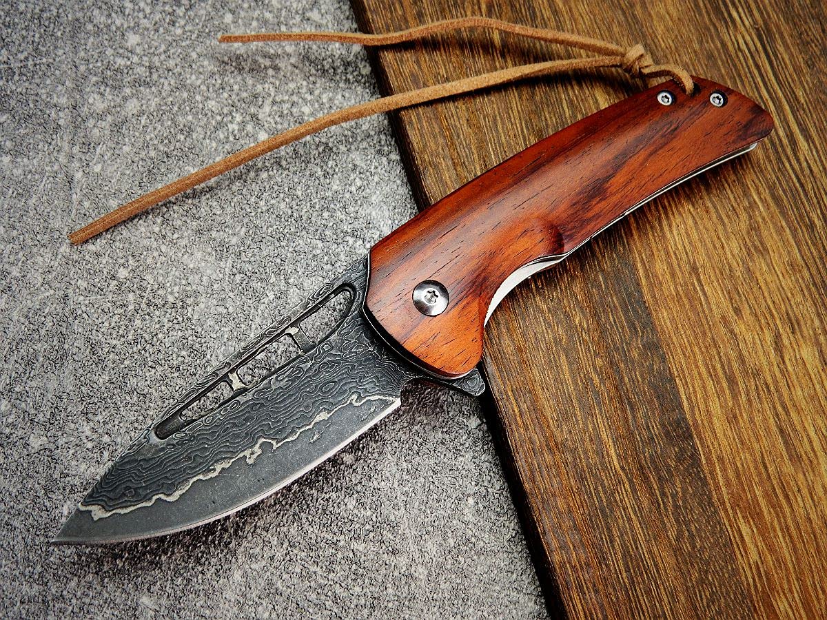 Sitivien ST217 Damascus Steel Folding Knife, Dalbergia Handle and VG10 Core Blade EDC Tool Knife for Outdoor, Camping, Hiking, Hunting