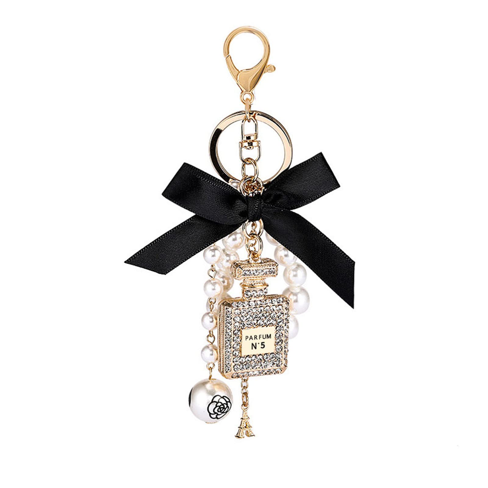 WEPROSOFS Cute Keychains for Women, Key Chains for Car Keys, Keychain Accessories for Car Accessories Handbag Decorations (A-Black)