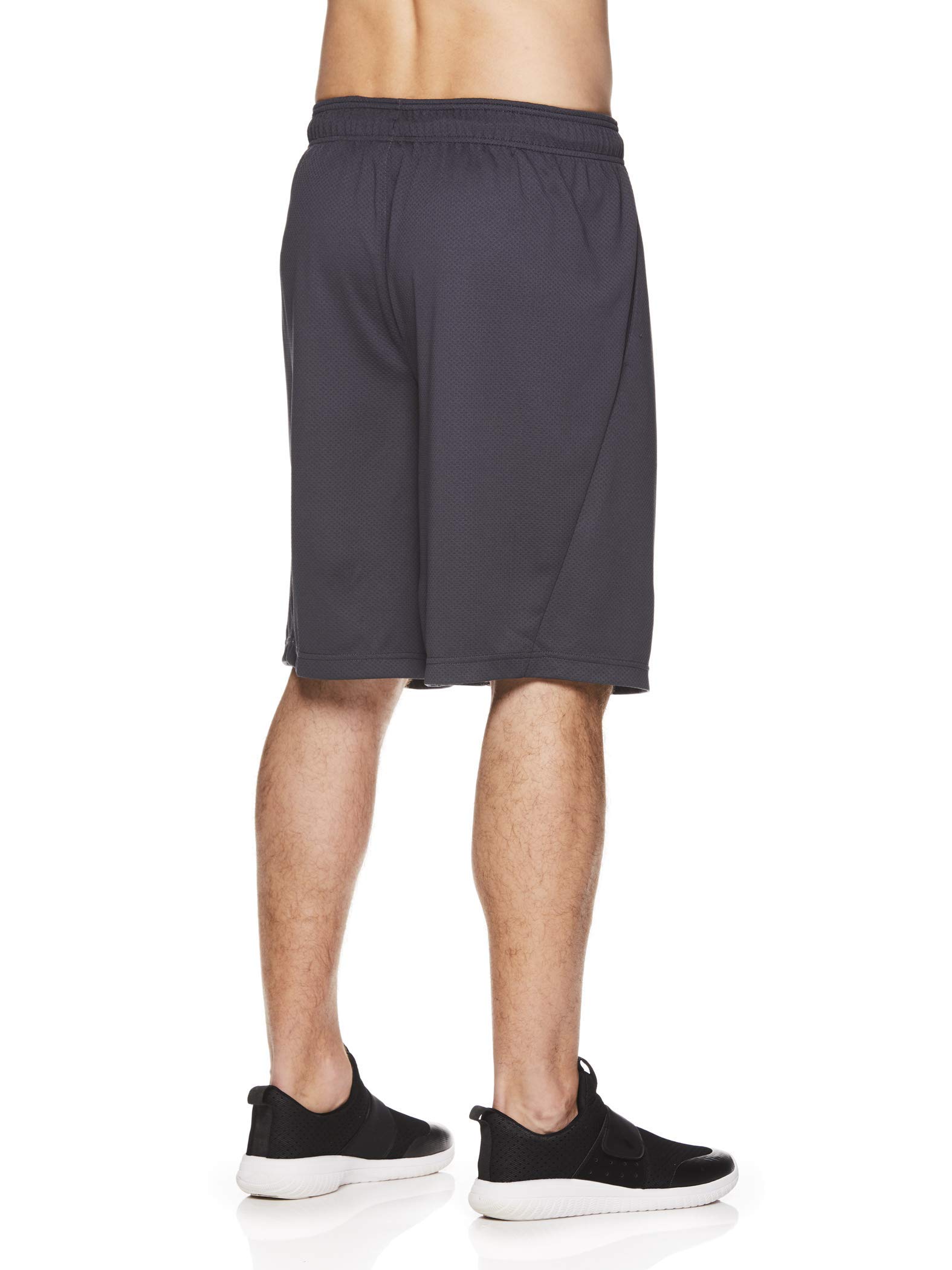 Reebok Men's Mesh Basketball Gym & Running Shorts w/Elastic Drawstring Waistband & Pockets - Open Shot Ebony, Large