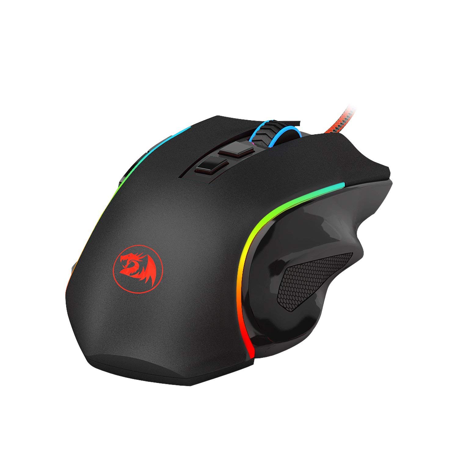 Redragon M602 Wired Gaming Mouse, RGB Spectrum Backlit Ergonomic Mouse, Programmable with 7 backlight modes up to 7200 DPI for Windows PC Gamers - Black (Renewed)