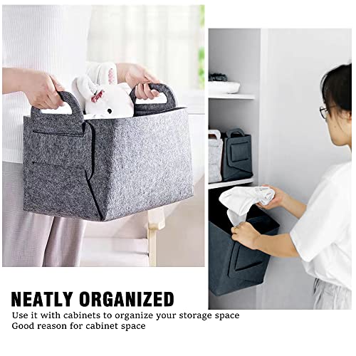 Storage Basket Felt bag,Closet Storage Bins Convenien with Handles Storage Box Collapsible & Convenient Box Organizer for Office Bedroom Closet Babies Nursery Toys Laundry Organizing (Light Grey)