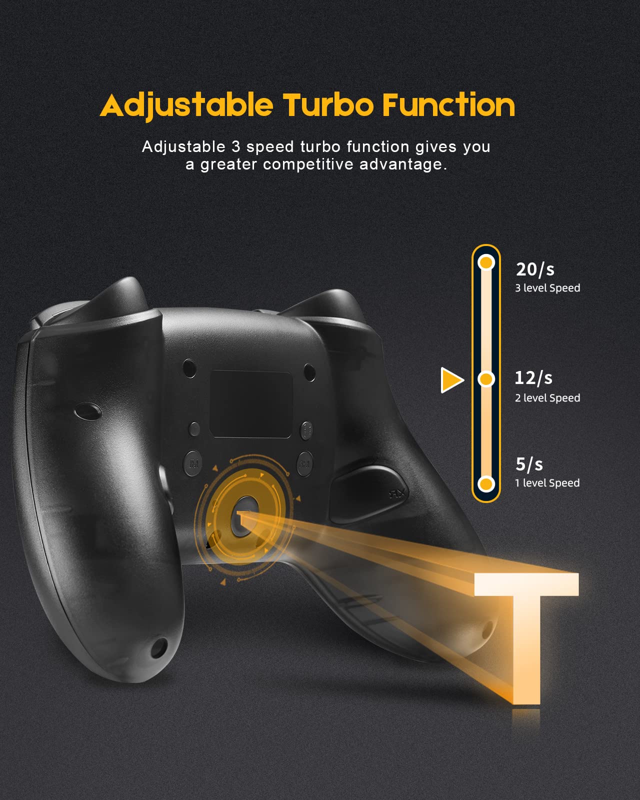 YKOEX Switch Controller, 9 LED Colors, Pro Controller Compatible with Switch/Switch Lite, Wireless Gamepad with Back Buttons/Programmable/Motion Control/Dual Vibration/Turbo/Transparent