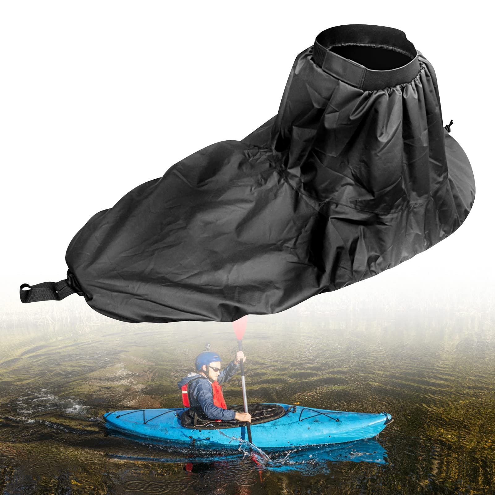 Uxsiya Adjustable Kayak Spray Skirt, Kayak Spray Cover Stretchable Tear Resistance with Elastic Straps for Water Sports for Kayak Accessory(Grey)