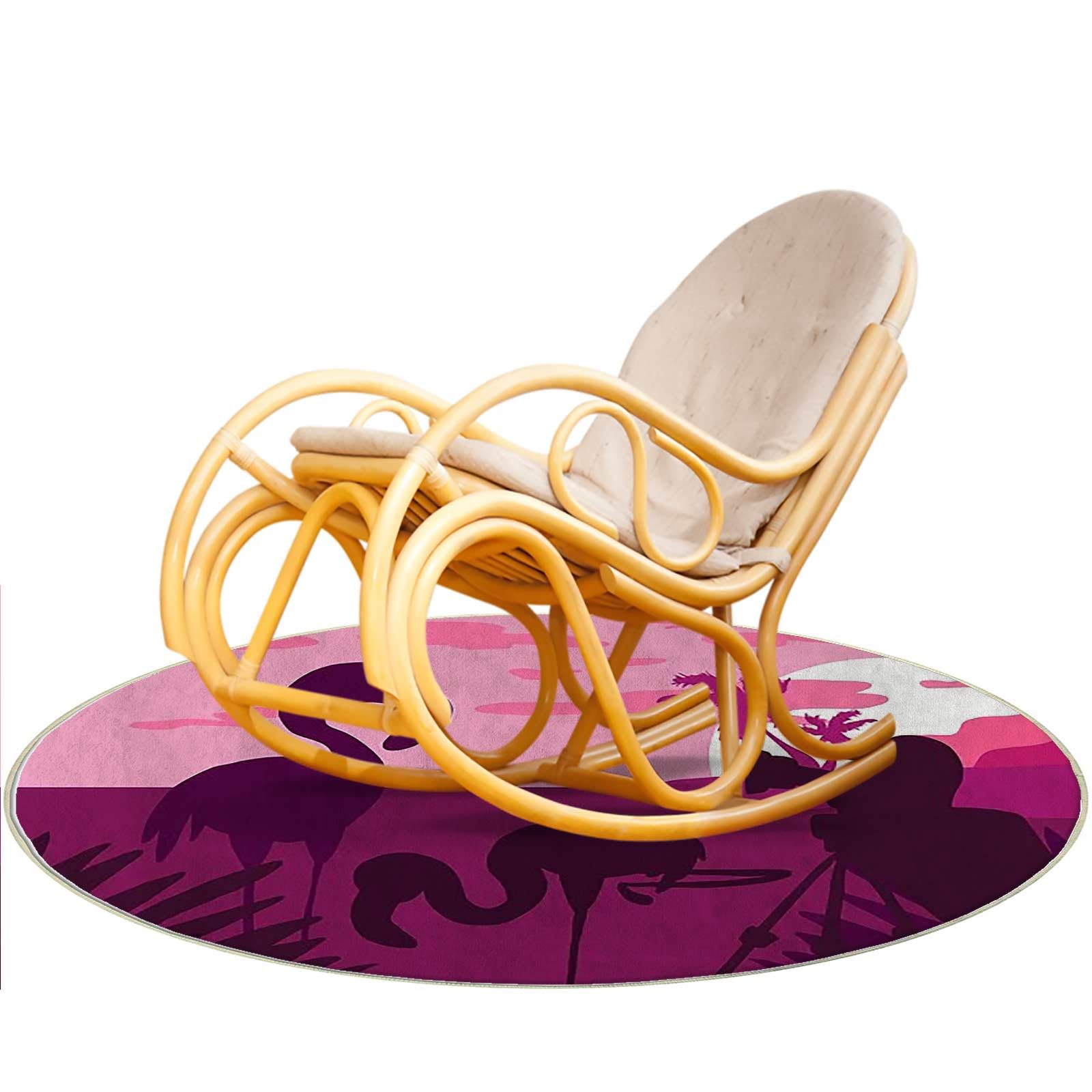 Round Chair Mat for Carpet Flamingo Thick Floor Mats for Low Black Anti Slip ECO Friendly Floor Mat for Office/Home 4 FT