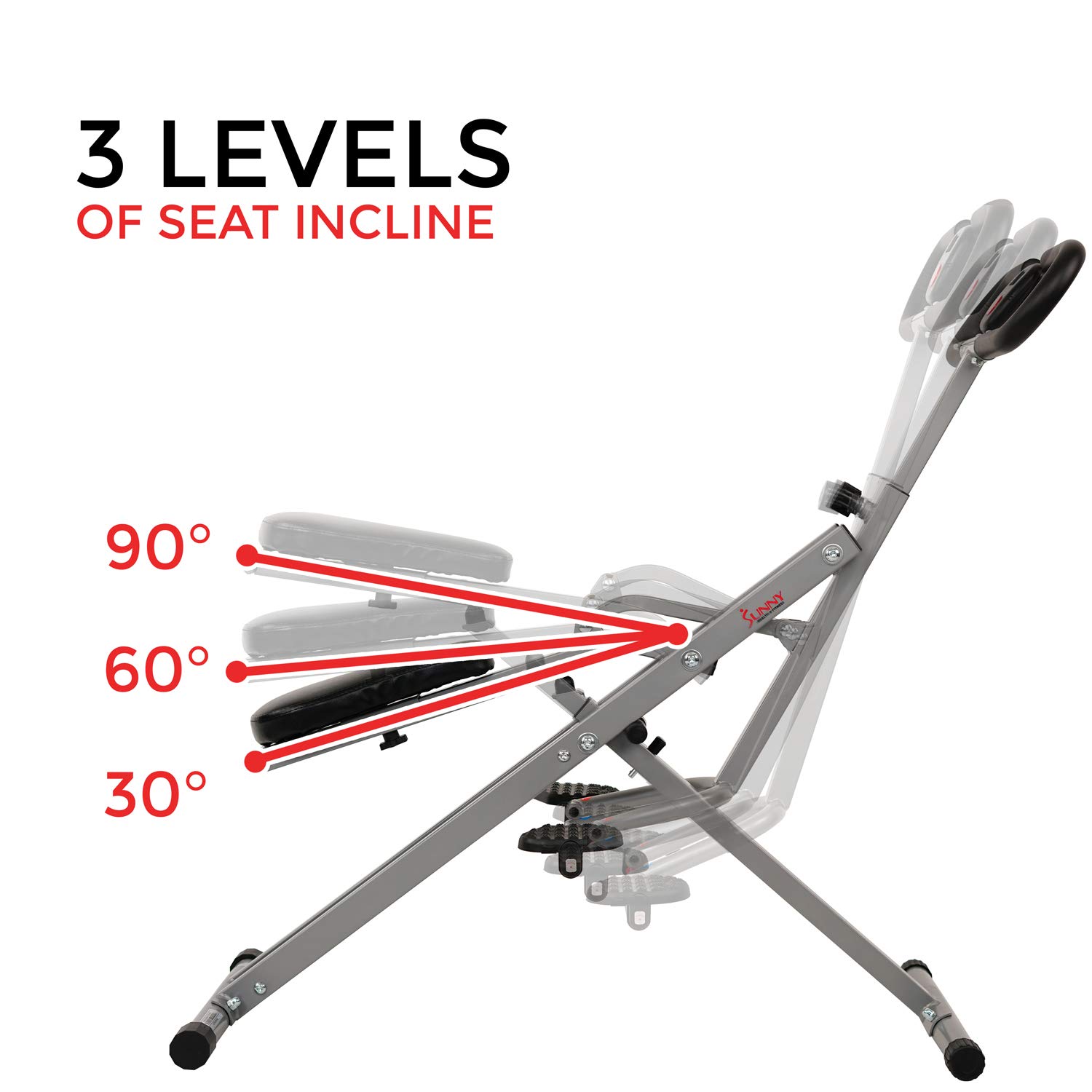 Sunny Health and Fitness Upright Squat Assist Row-N-Ride Trainer w/Workout Cooling Towel (Grey)