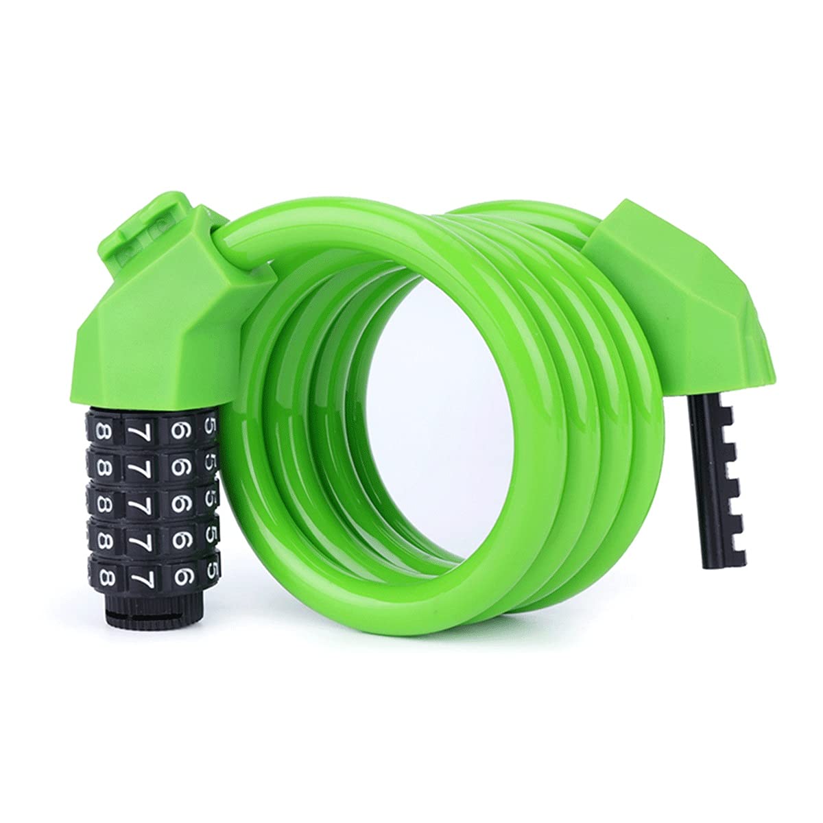 UFFD Bike Lock Cable High Security 5 Digit Resettable Bicycle Combination Coiling Bike Lock with Mounting Bracket (Color : Green, Size : 12mm-1.2m)