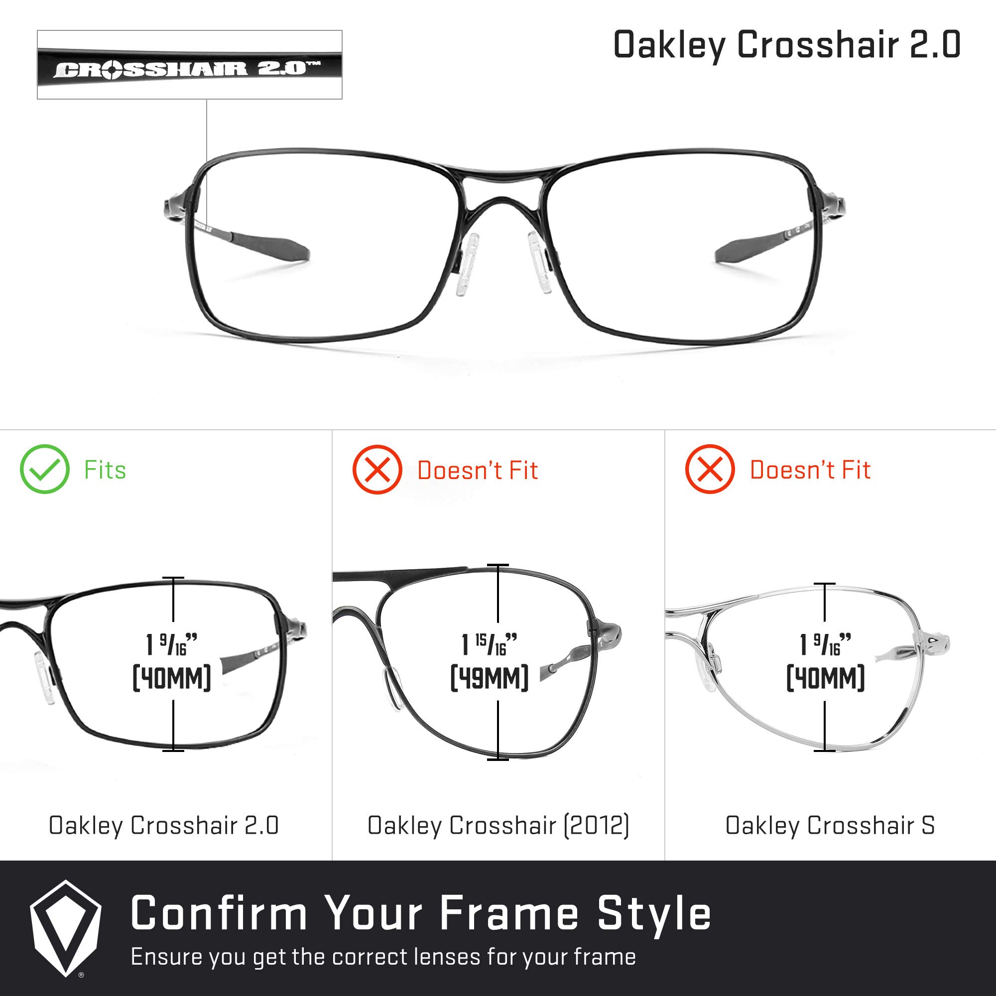 Revant Replacement Lenses for Oakley Crosshair 2.0 sunglasses, UV Protection, Anti-Scratch and Impact Resistant, Elite Polarized Stealth Black