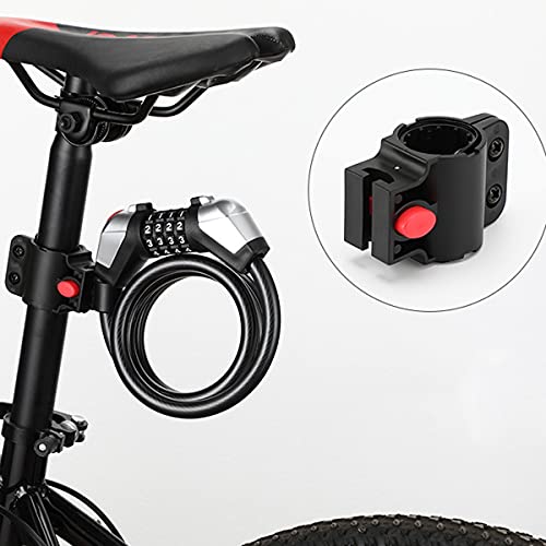 UFFD Keyless Bicycle Cable Lock Security Resettable Combination Bike Cable Steel Lock Led Night Light5-Digital Codes 120cm-150cm Long 12mm Diameter Black (Size : B)