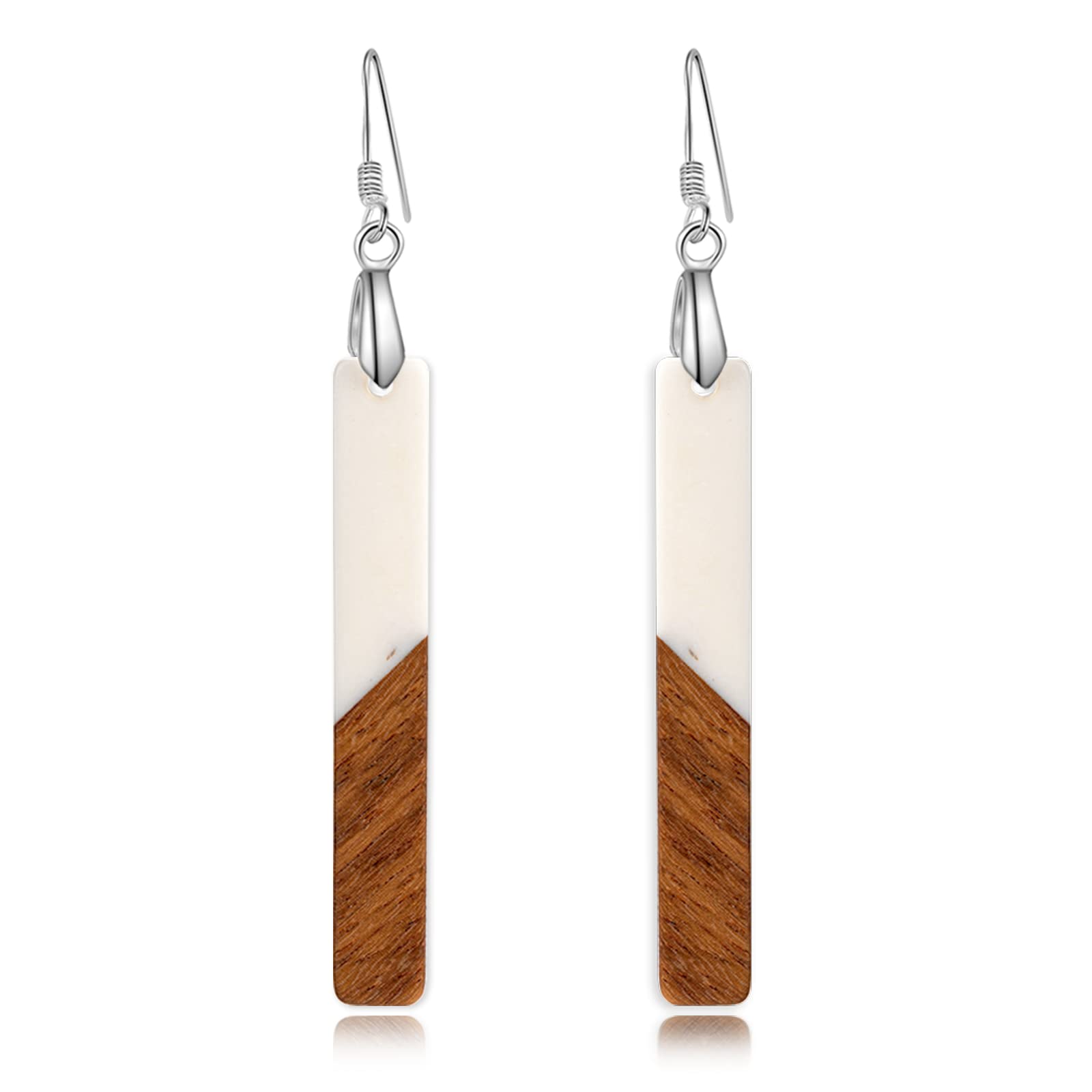 YWDREAM Wood Earring, Wooden Earrings for Women, Boho Earrings Women Dangling Statement Earrings (Black Vertical Bar)