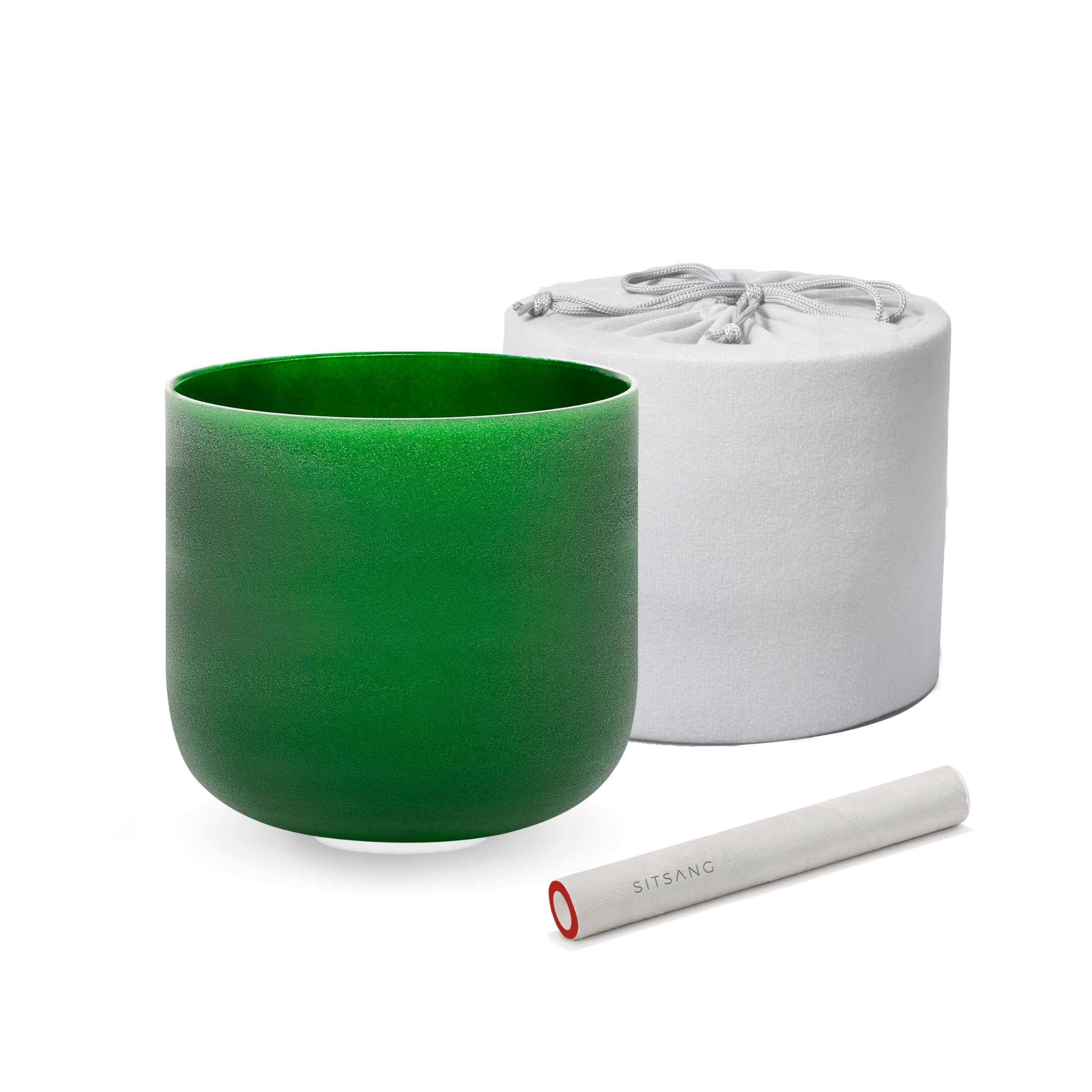 SITSANG Green F Note Crystal Singing Bowl Heart Chakra 7 inch with Sponge Padded Singing Bowl Tank and Singing Bowl Rubber Mallet and Suede Striker