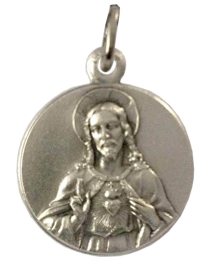 THE SACRED HEART OF JESUS AND MARY MEDAL (THE TWO SACRED HEARTS IN JUST ONE MEDAL) - 100% MADE IN ITALY (Round Shape)