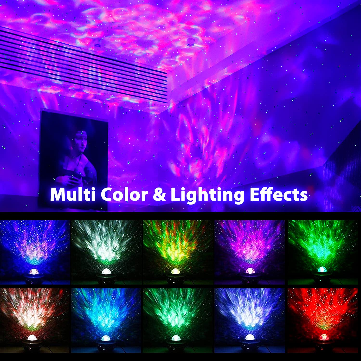 Star Projector & Night Light Projector, Galaxy Light Projector for Bedroom,Kids, Starry Light Projector with Smart App & Alexa, 10 Lighting Modes, Bluetooth, Remote, Sound-Activated and Auto-Off Timer