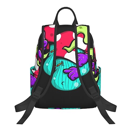Supdreamc Men Women Durable Polyester Trippy Mushroom Psychedelic Trip Art Daypack Big Capacity Shoulder Bag With Smooth Zippers for Hiking Work Walking Cycling