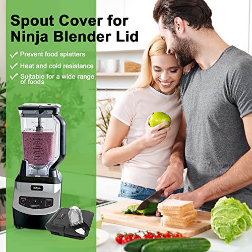 Spout Cover Replacement for Ninja Blender Lid,Pour Spout Cover Flap Lid for Ninja Blender Lid for 72 oz Pitcher,Accessories for Ninja Blender NJ600-NJ602 and BL500-BL781 (Black&Clear)