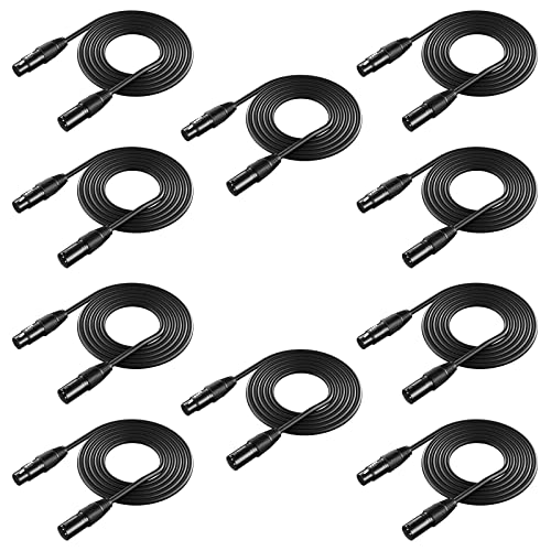 Neewer 10 in 1 Mega Value Pack with 6.5 Feet / 2 Metres XLR Stage Light Cable Wire 3 Pin XLR Male to Female Connector for Moving Main Light PAR Light Headlamp with XLR Input and Output