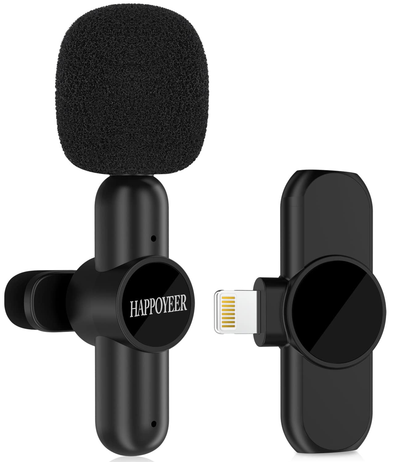 Wireless Lavalier Microphone for iPhone,Plug-Play Wireless Mic for Recording,Live Streaming,YouTube,TikTok,Facebook,with Noise Reduction,Auto Sync,No APP(2pcs mic)