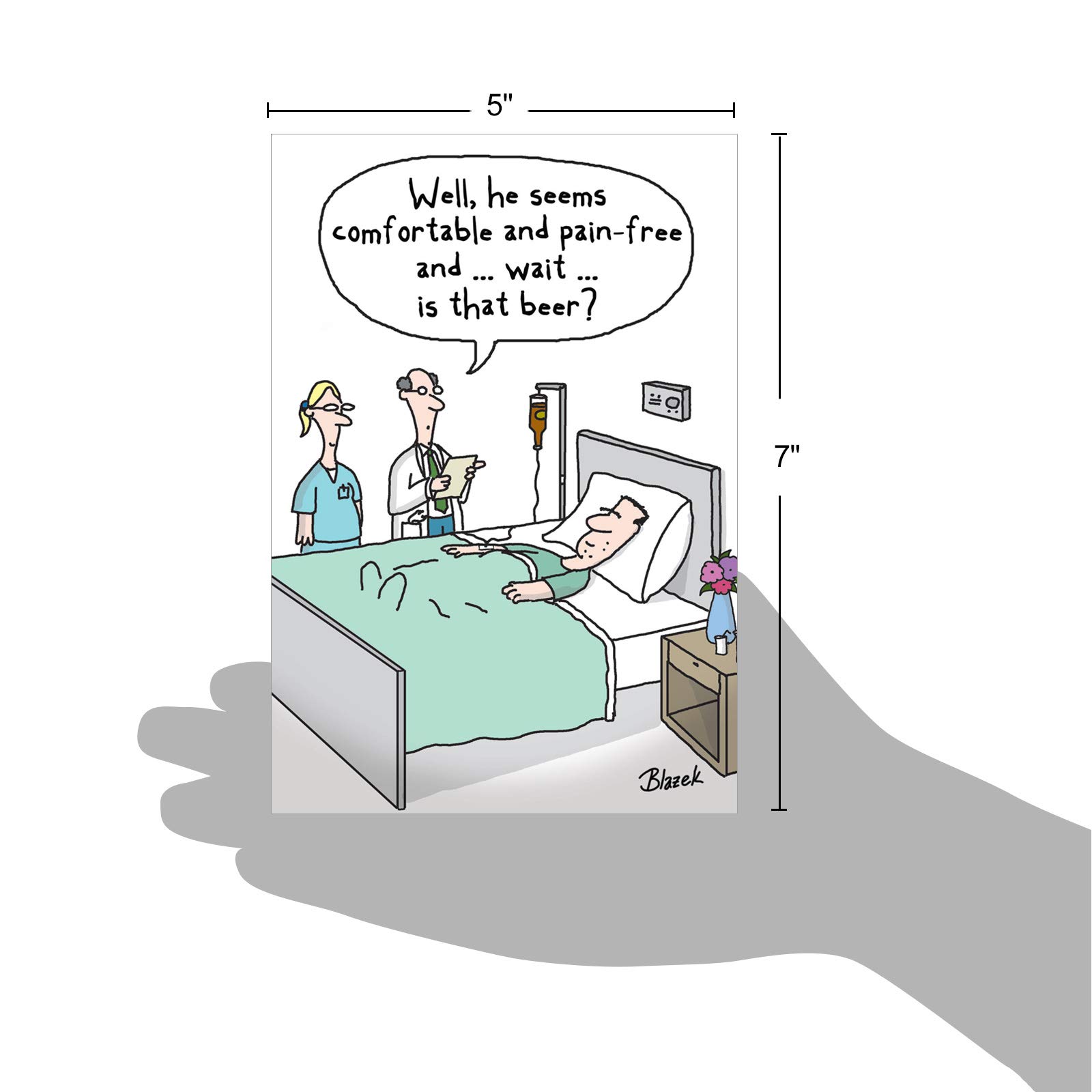 NobleWorks - Funny Get Well Soon Card with Envelope - Cartoon Humor, Feel Better Greeting - Beer Drip C7268GWG