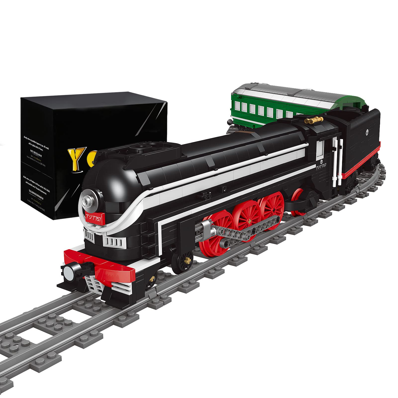 YESHIN Train Building Blcoks Toys for Boys, MOC APP Remote Control SL7 Asia Express Train Set with Light and Rails, Kids Birthday (1873 Pieces)