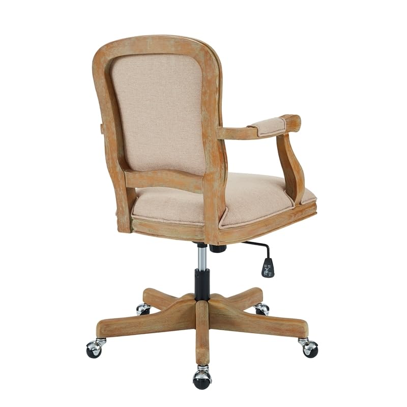 Riverbay Furniture Transitional Wood Swivel Office Chair in Rustic Natural Brown