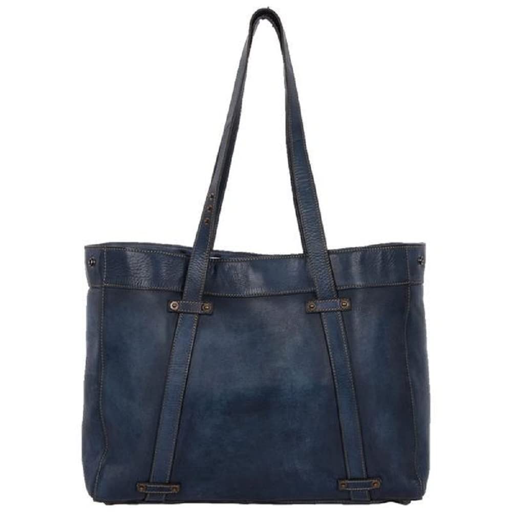 STS Ranchwear Denim Leather Large Tote Blue One Size