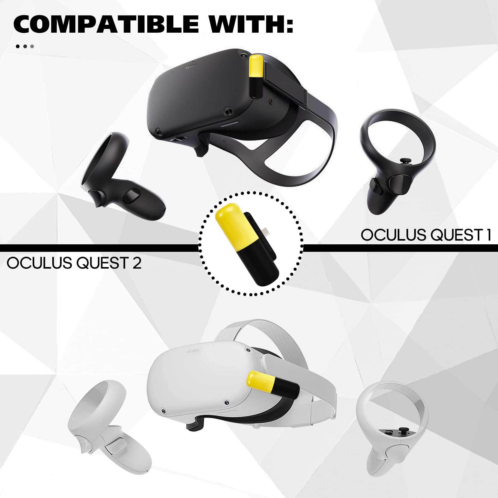 Ultra Lightweight Battery Pack for Oculus Quest 2 VR, 3300mAh Portable Capsule Charger Oculus Quest Accessory Compatible with Oculus Elite Strap Built in USB-C Connector, No Power Cord Interference