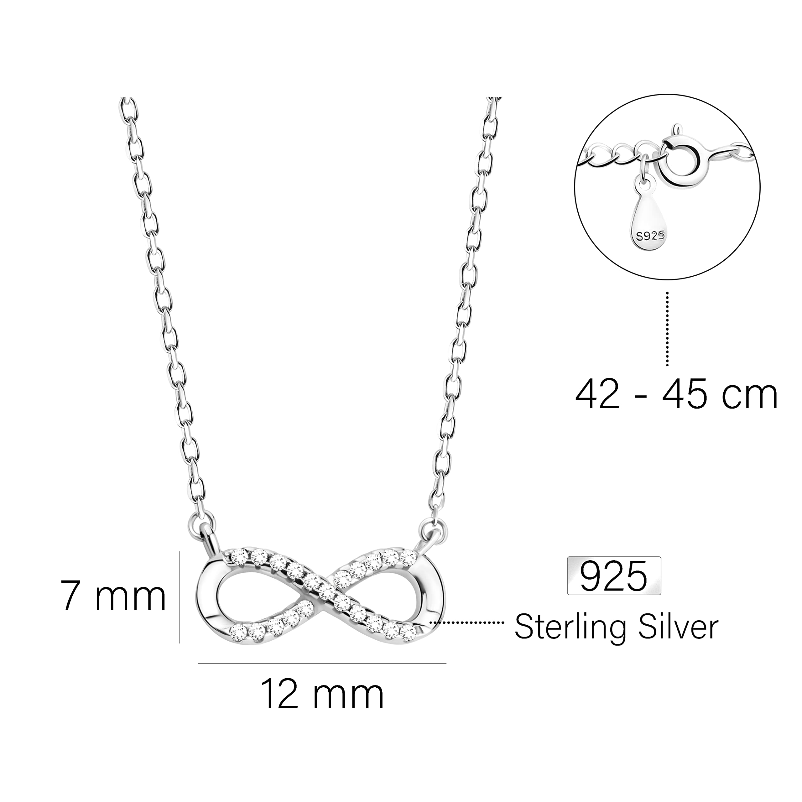 Sofia Milani - Women's Necklace 925 Silver - with Zirconia Stones - Infinity Pendant - 50135