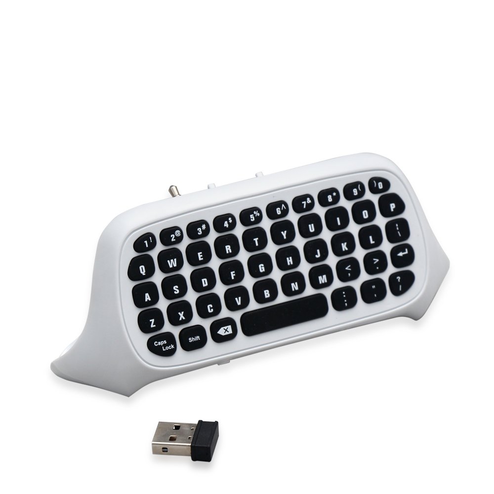 Wireless Keyboard for Xbox Controller, Bluetooth Game Message Chatpad Keypad with 2.4G USB Receiver & 3.5mm Audio Jack for Xbox Series X/S/Xbox One/ S/X/Xbox One Elite/Elite 2 Controller -White