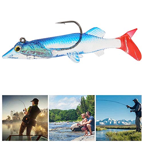 Yeuipea Fish Lure Bait Set, 5PCS PVC Wrapping Lead Artificial Fish Lure Lifelike Soft Fishing Bait Tackle Tool Accessory
