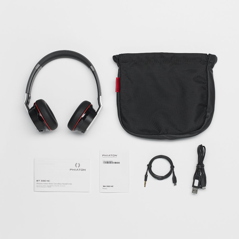 Phiaton BT 330 NC Over The Ear Qualcomm Bluetooth Headphones – Active Noise Cancelling Earphones with Wireless Headphone Mic, Multi-Device Pairing, and Extended Battery Life